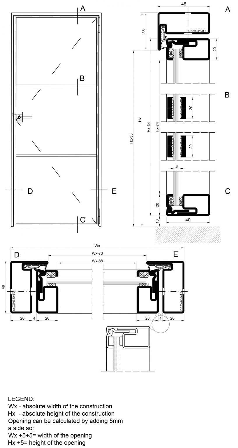 Internal Single Steel Doors with Ultra Slim Metal Profile B20 - Black ...