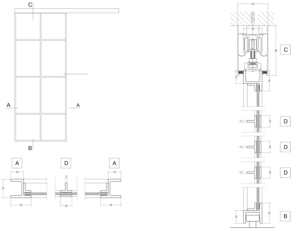 Internal Single Steel Doors with Ultra Slim Metal Profile B20 - Black ...
